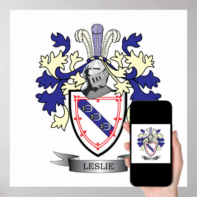 Leslie Family Crest Coat of Arms Poster | Zazzle