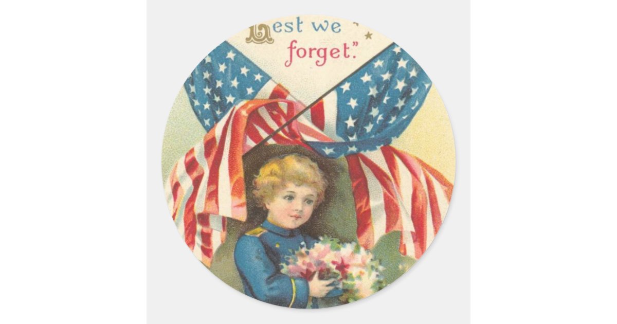 Lest We Forget Memorial Day Classic Round Sticker | Zazzle