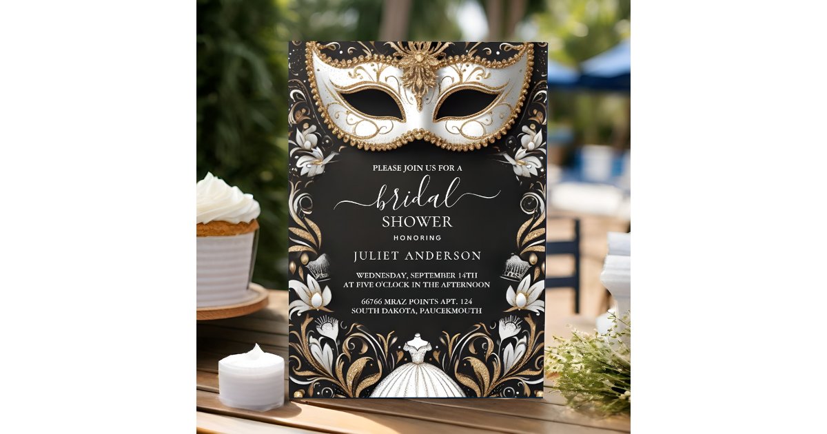 Let Dress Code Prom Masquerade Ball Bridal Shower Invitation | Zazzle