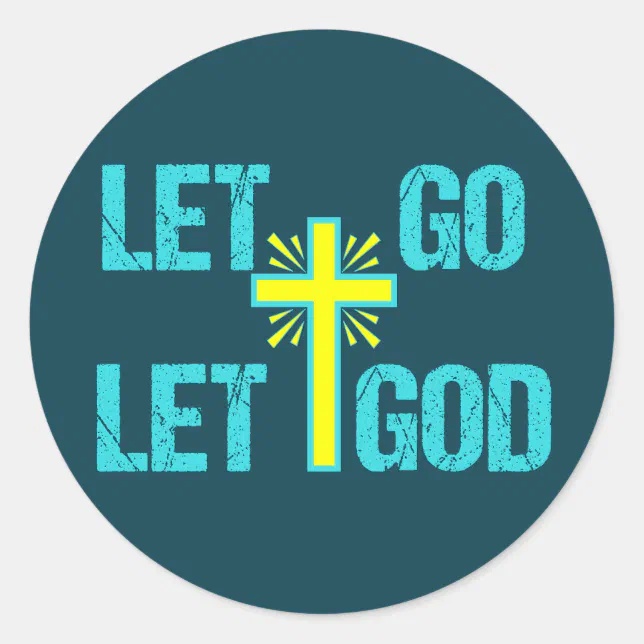 Let Go Let God Christian Cross Inspirational Quote Classic Round ...