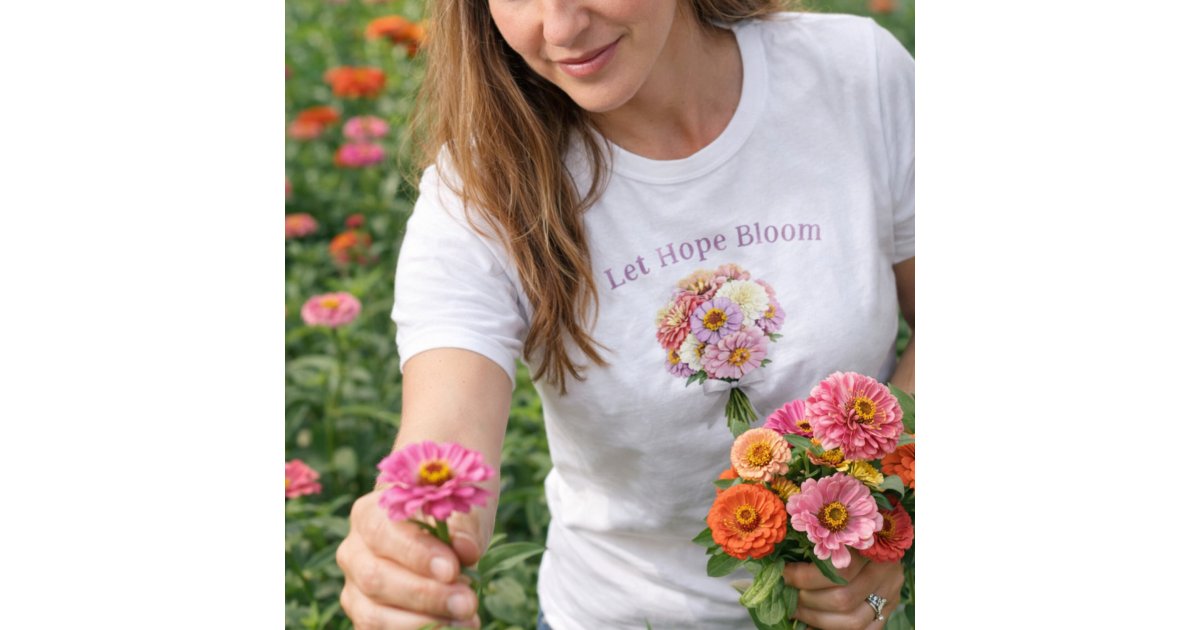 Let Hope Bloom Floral Bouquet Inspirational Design T-Shirt | Zazzle