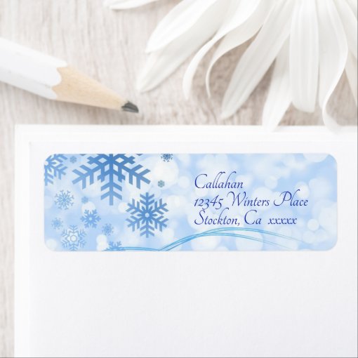 Let it Snow Blue Address Label | Zazzle