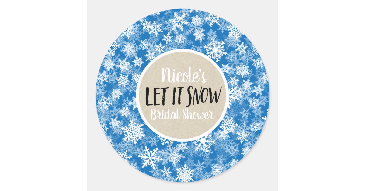 Let it Snow Blue Snowflakes Winter Holiday Favor Classic Round Sticker ...