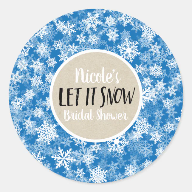 Let it Snow Blue Snowflakes Winter Holiday Favor Classic Round Sticker ...