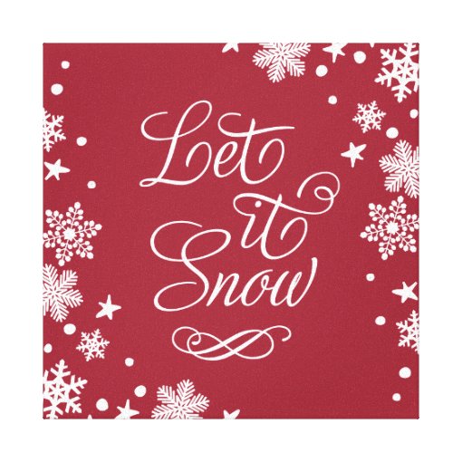 Let it Snow Red Winter Snow Typography Canvas Print | Zazzle
