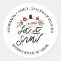 Let it Snow Snowman Winter Address Label Sticker | Zazzle