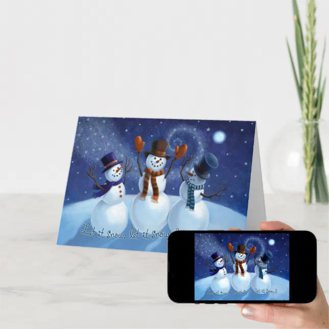 Let It Snow Snowmen Christmas Card | Zazzle