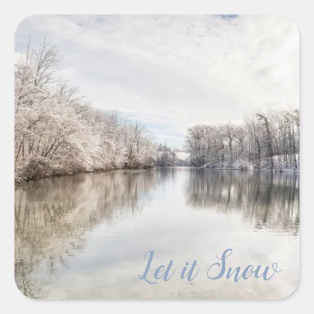 Let It Snow|Winter Scene Photo Square Sticker | Zazzle