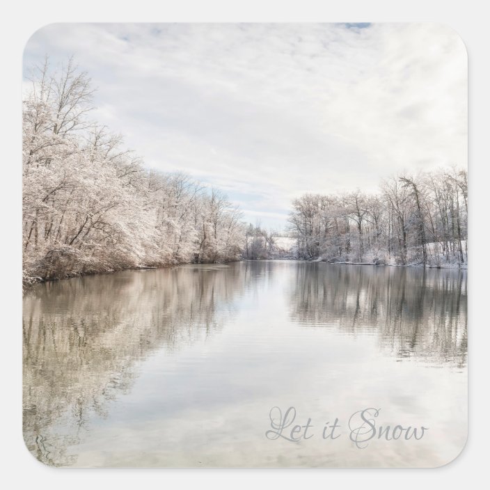 Let It Snow|Winter Scene Photo Square Sticker | Zazzle.com