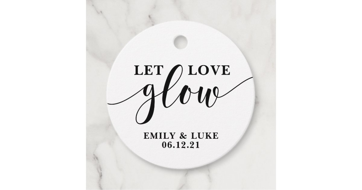 let love glow Wedding Favor tags, Candle Favor Tags | Zazzle