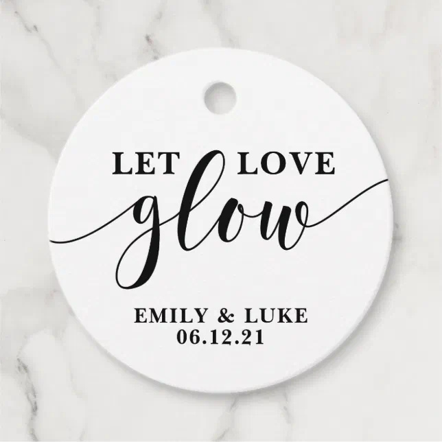 let love glow Wedding Favor tags, Candle Favor Tags | Zazzle