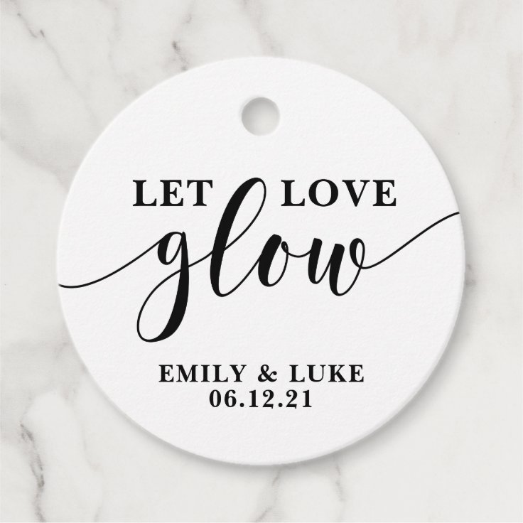 let love glow Wedding Favor tags, Candle Favor Tags | Zazzle