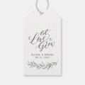 "Let love grow" calligraphy rustic greenery favors Gift Tags | Zazzle