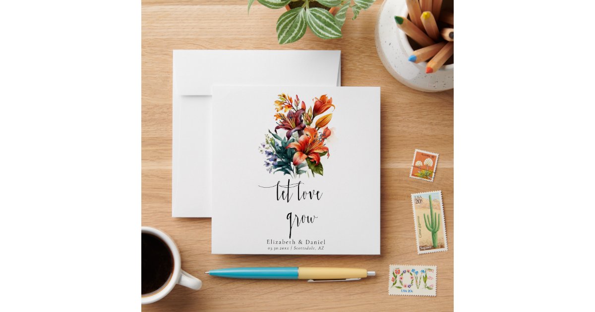 Let Love Grow Lilies Floral Garden Seed Packet Envelope | Zazzle