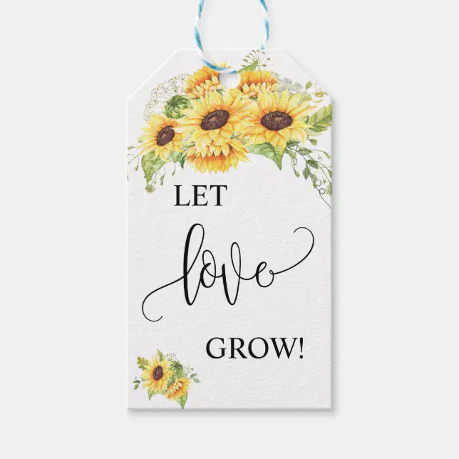 Let Love Grow plant gift sunflowers wedding Gift Tags | Zazzle