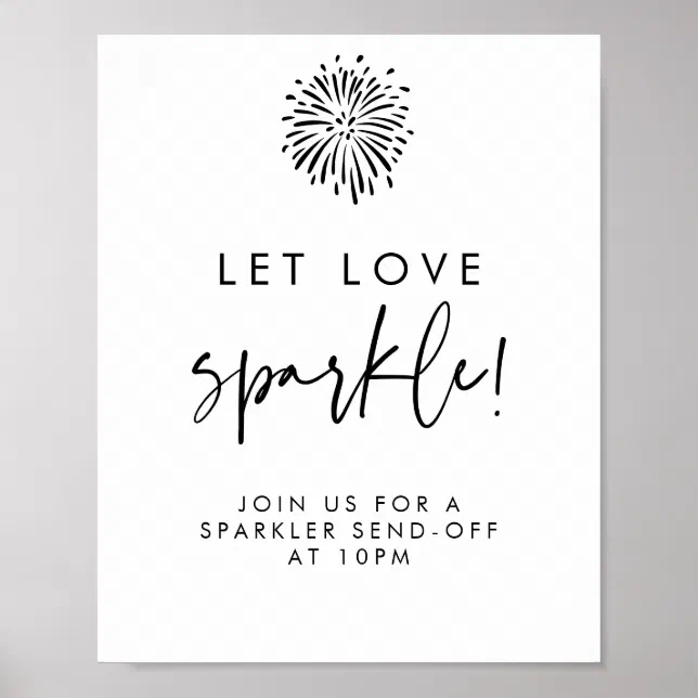Let Love Sparkle Modern Black Calligraphy Wedding Poster | Zazzle