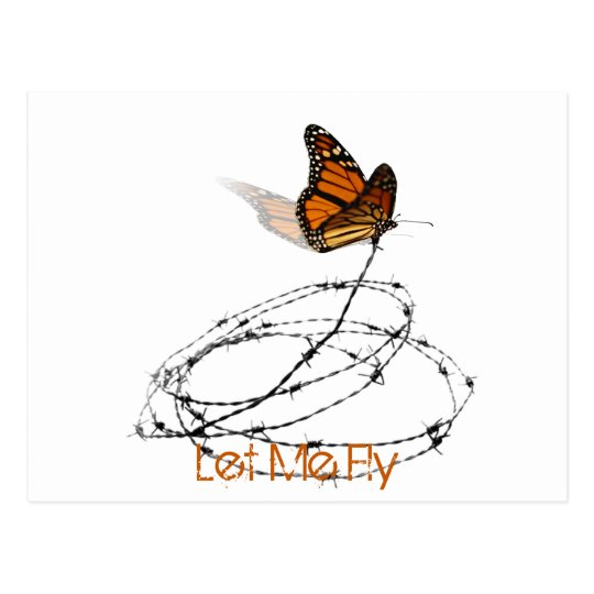 Let Me Fly - Butterfly Caught in Barbed Wire Postcard | Zazzle.com