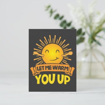 Let me warm you up Cute Sun hug Happiness Postcard | Zazzle