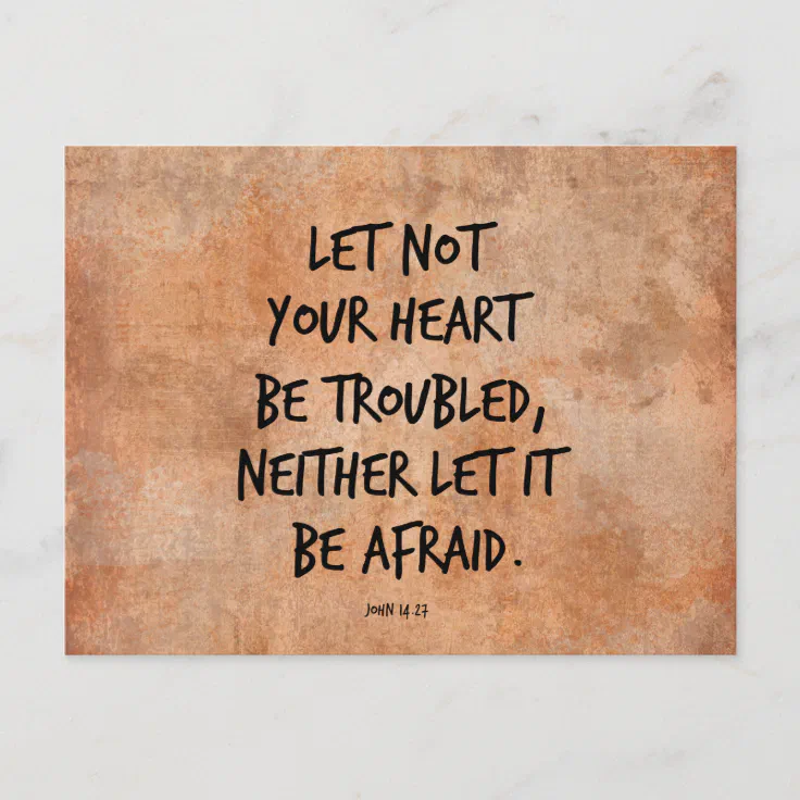 Let not your heart be troubled bible verse postcard | Zazzle