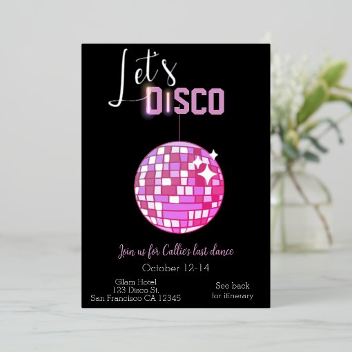 Let’s Disco Bachelorette Last Dance Neon Foil Invitation | Zazzle