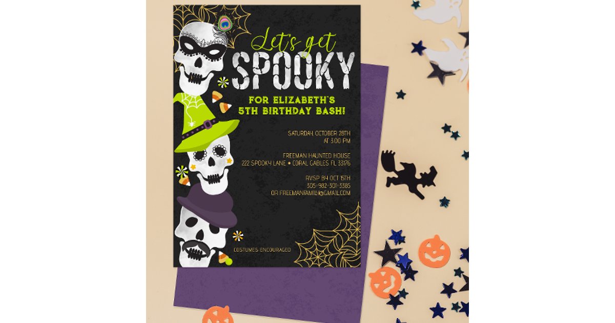Let’s Get Spooky Halloween Birthday Invitation | Zazzle