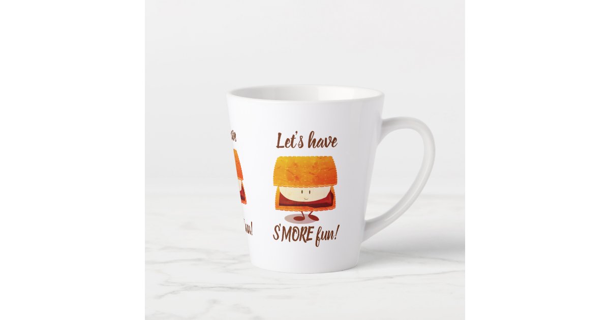 Let’s Have S’more Fun Pun Smiling Cartoon Latte Mug | Zazzle