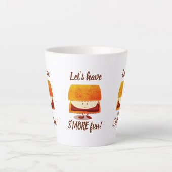 Let’s Have S’more Fun Pun Smiling Cartoon Latte Mug | Zazzle