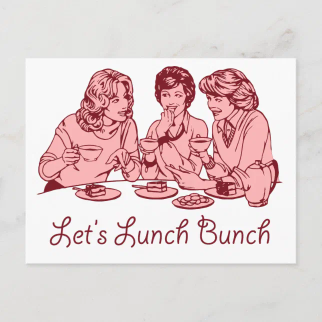 Let’s Lunch Bunch 50’s retro graphic Postcard | Zazzle