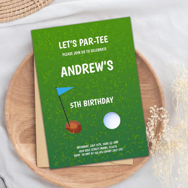Let’s Par-Tee Golf Birthday Invitation | Zazzle