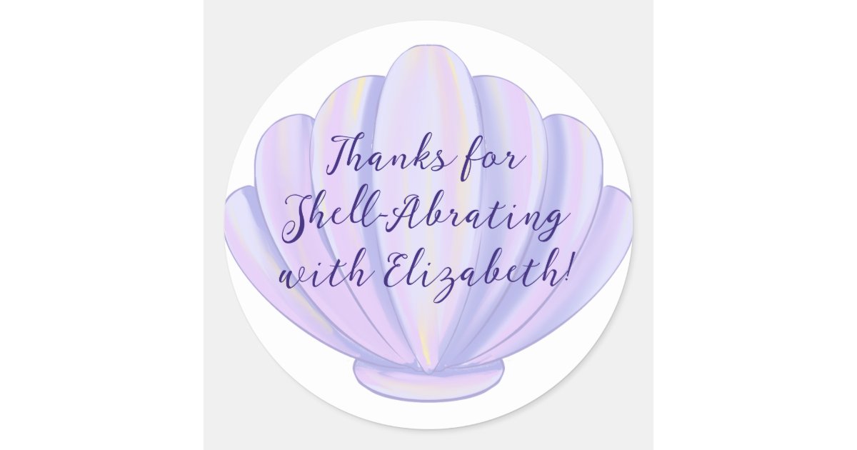 Let’s Shellabrate Seashell Under the Sea Birthday Classic Round Sticker ...