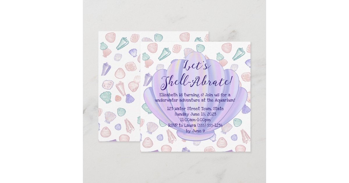 Let’s Shellabrate Seashell Under the Sea Birthday Invitation | Zazzle