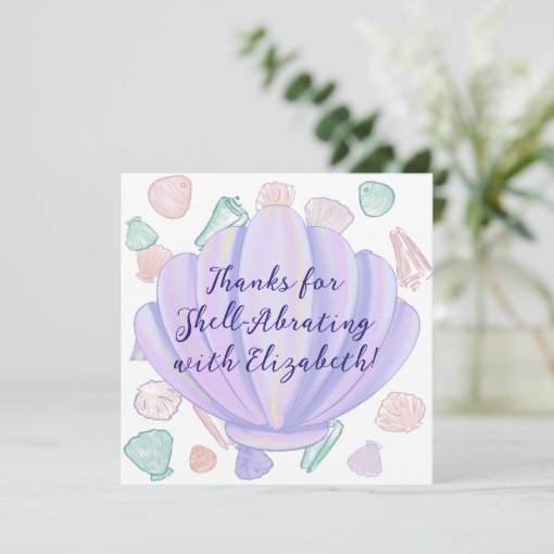 Let’s Shellabrate Seashell Under the Sea Birthday Thank You Card | Zazzle