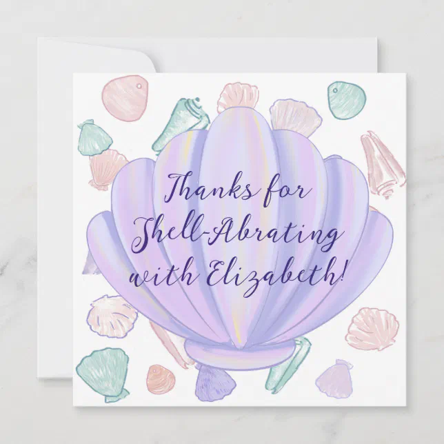 Let’s Shellabrate Seashell Under the Sea Birthday Thank You Card | Zazzle