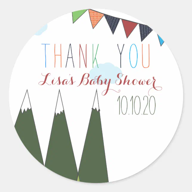 Let the Adventure Begin Baby Shower Classic Round Sticker | Zazzle