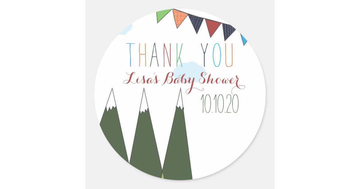 Let the Adventure Begin Baby Shower Classic Round Sticker | Zazzle