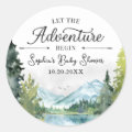 Let The Adventure Begin Baby Shower Sticker | Zazzle