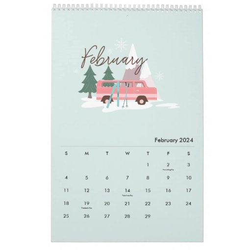 Let The Adventure Begin Chic Pink Retro Van Family Calendar | Zazzle