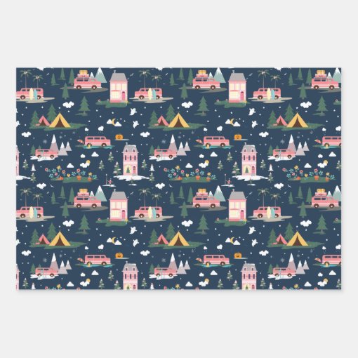 Let The Adventure Begin Chic Pink Retro Van Travel Wrapping Paper ...