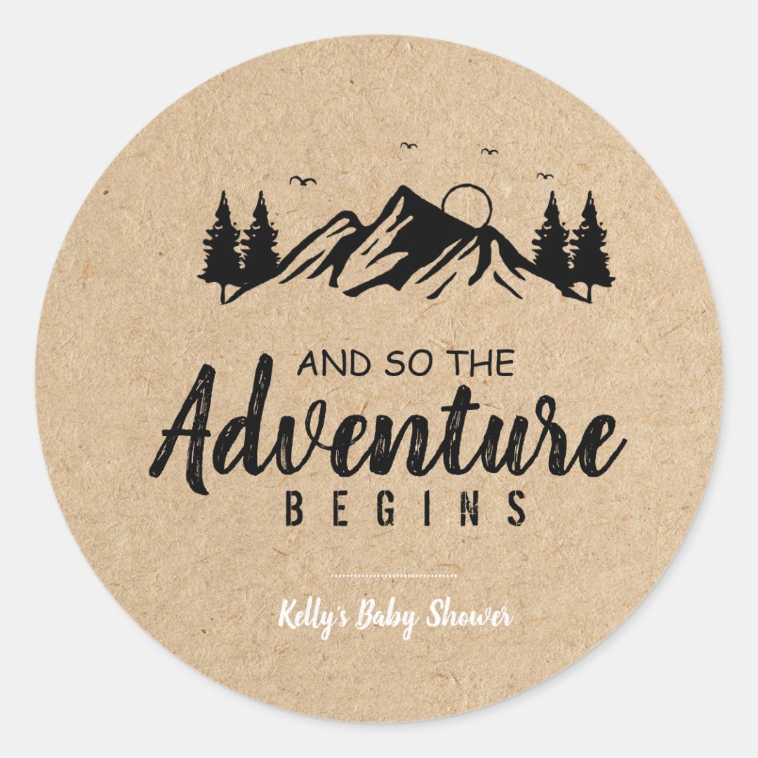 Let the Adventure Begin Favors stickers | Zazzle