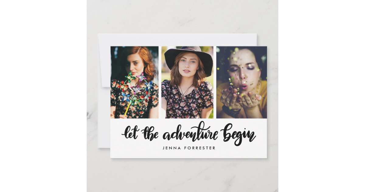Let The Adventure Begin | Graduate Photo Invitation | Zazzle