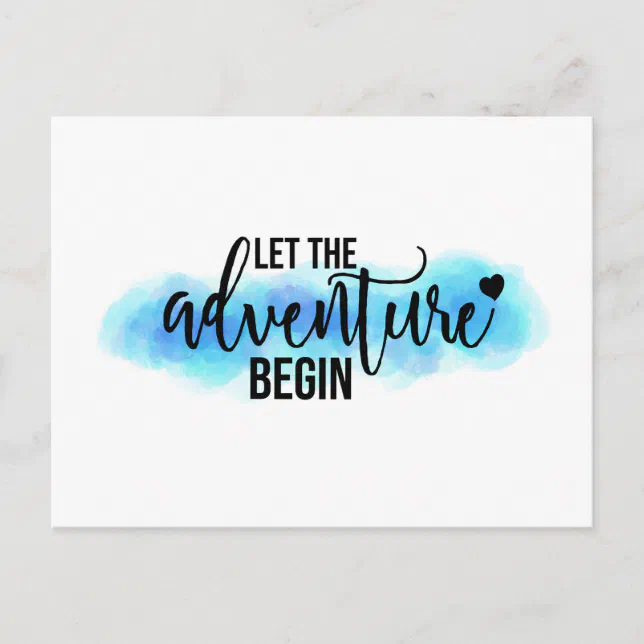 ‘Let the Adventure Begin’ Quote Postcard | Zazzle