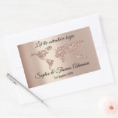 Let The Adventure Begin Wedding World Rose Gold Rectangular Sticker ...