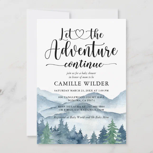 Let The Adventure Continue Forest Baby Shower Invitation | Zazzle