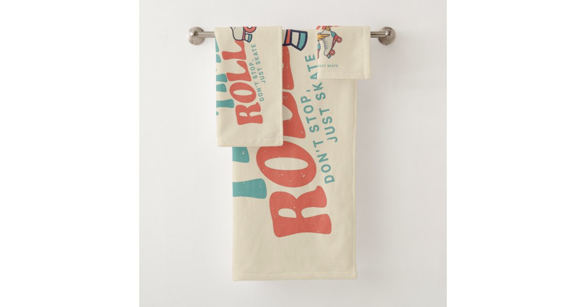 LET THE GOOD TIMES ROLL 80s RETRO ROLLER SKATE Bath Towel Set | Zazzle