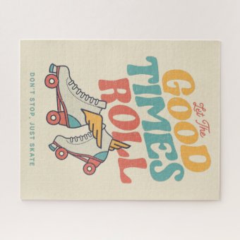 LET THE GOOD TIMES ROLL 80s RETRO ROLLER SKATE Jigsaw Puzzle | Zazzle