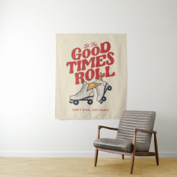 LET THE GOOD TIMES ROLL 80s RETRO ROLLER SKATE Tapestry | Zazzle