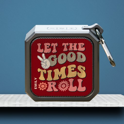 Let The Good Times Roll Groovy Personalized Name Bluetooth Speaker | Zazzle