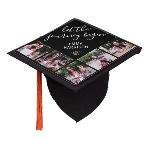 Let The Journey Begin 5 Photo Collage Name Date Graduation Cap Topper ...
