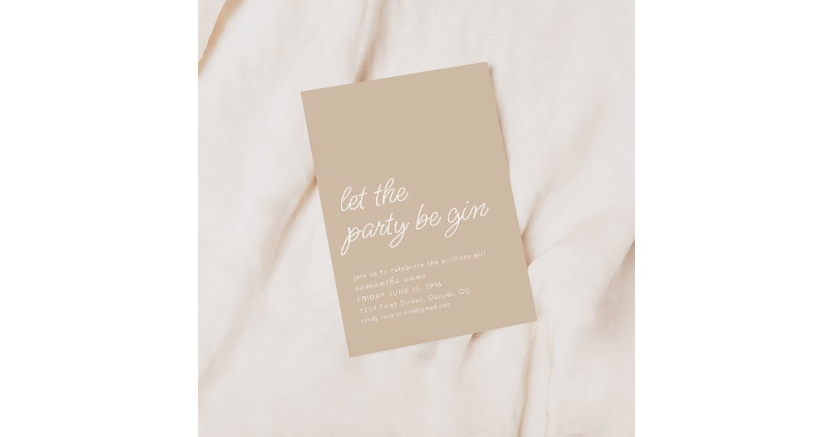 Let The Party Be Gin Birthday Invite | Zazzle