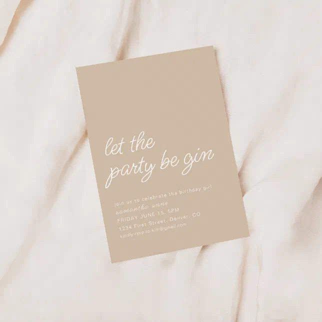 Let The Party Be Gin Birthday Invite | Zazzle